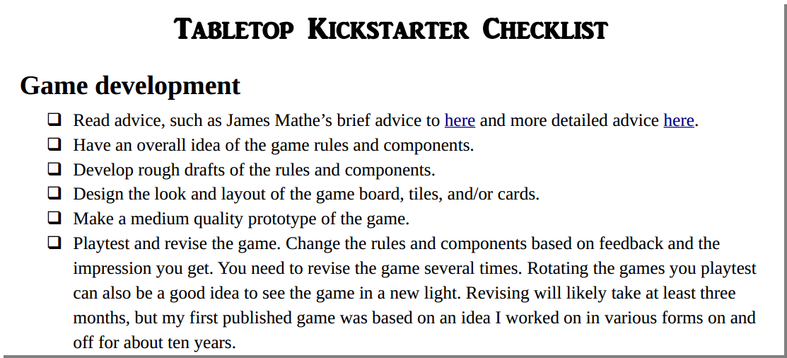 Tabletop Kickstarter Checklist | Crazier Eights